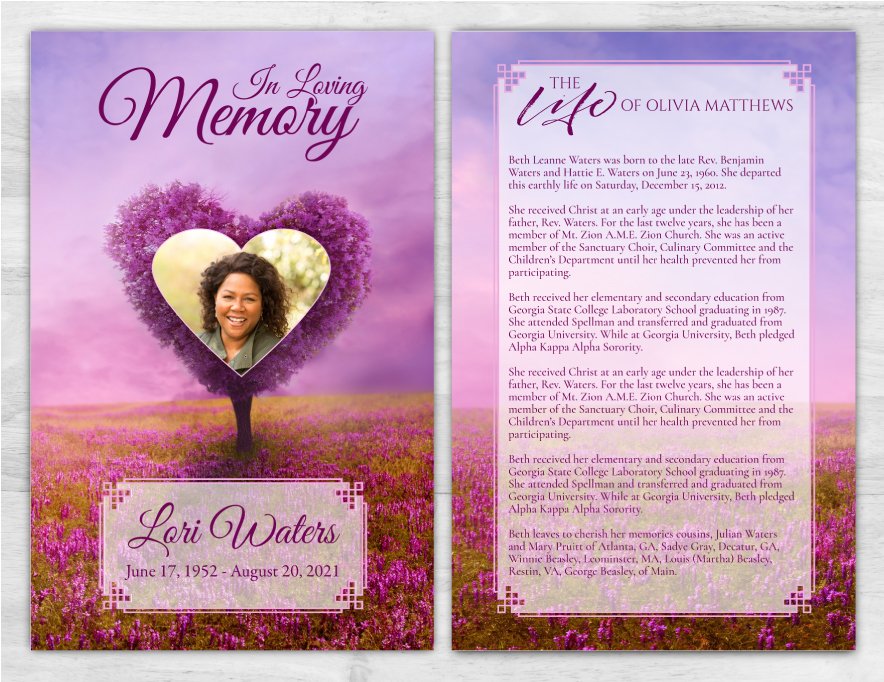 Memorial Brochure for Funeral - Funeral Program Pamphlet