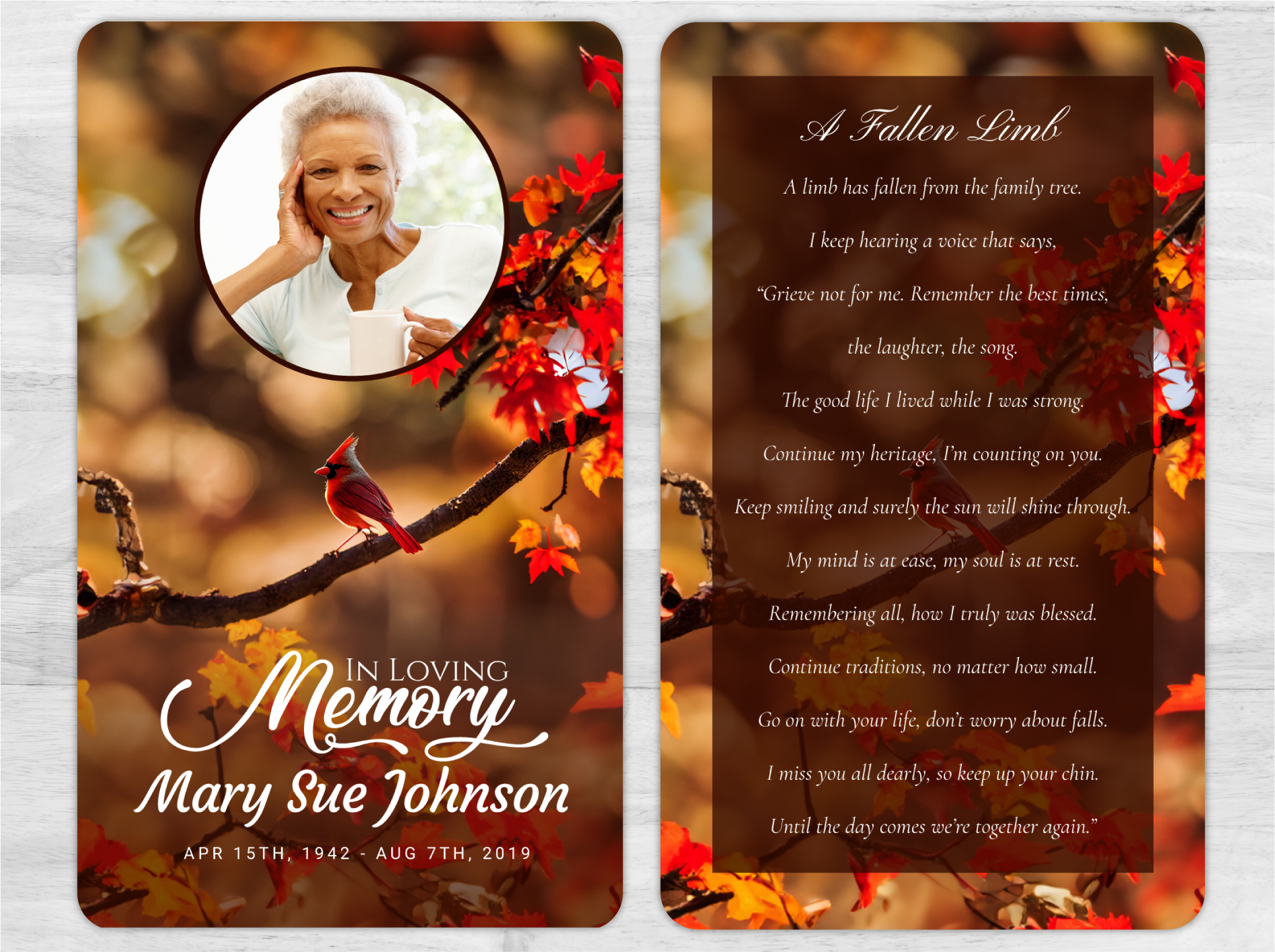 4x6 Memorial Card - 2159 - Memorial Prints - Memorial & Funeral Printing