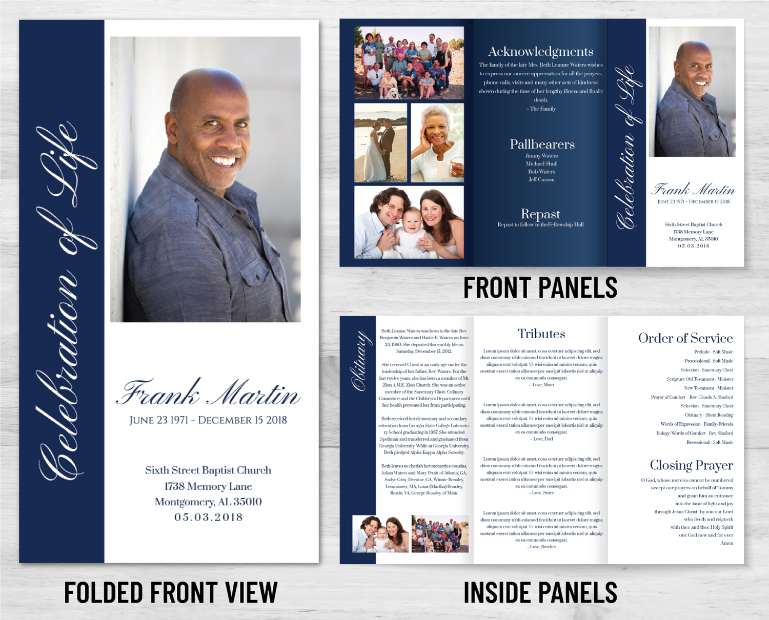 Trifold Funeral Program - 1072 - Memorial Prints - Memorial & Funeral Printing