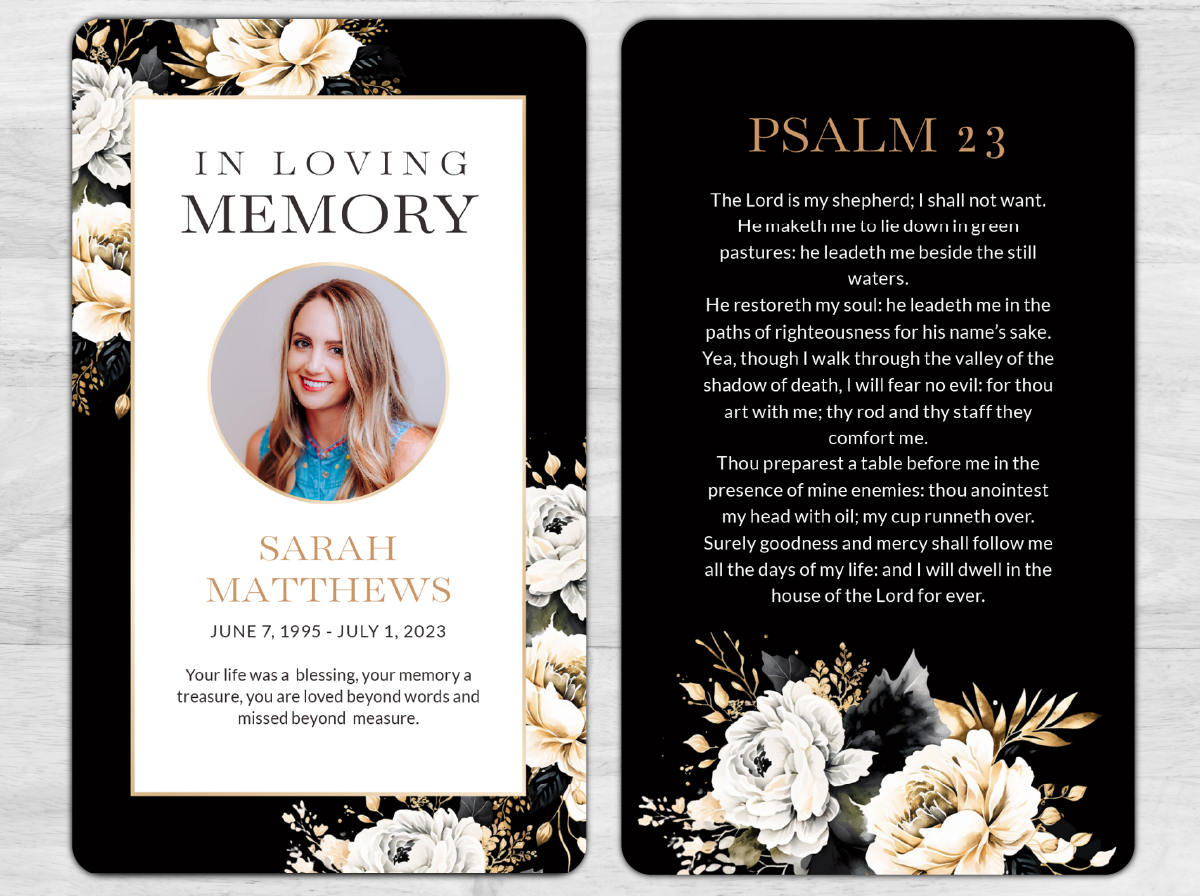 Laminated Prayer Cards for Funeral |Personalized Laminated Prayer Cards